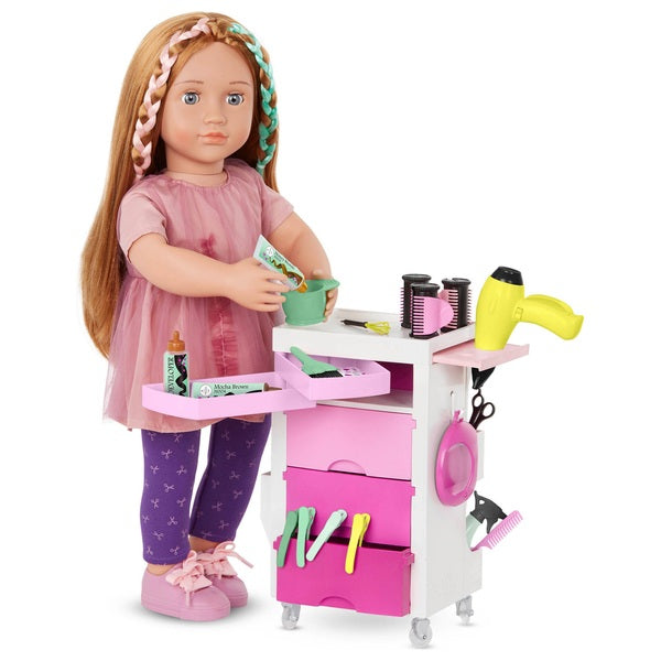 Our Generation Hair Salon Cart And Hair Styling Accessories Playset