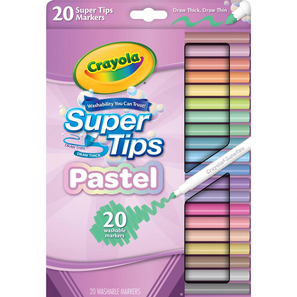 Crayola Markers Super Tips Washable Pastel 20 Pack