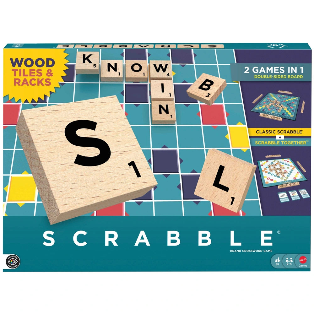 Scrabble 2-In-1 Wooden Board Game