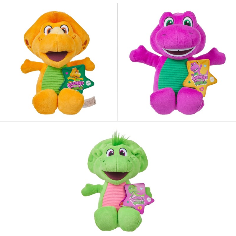 Fisher-Price Barney's World 8-Inch Plush Barney, Baby Bop And Billy To